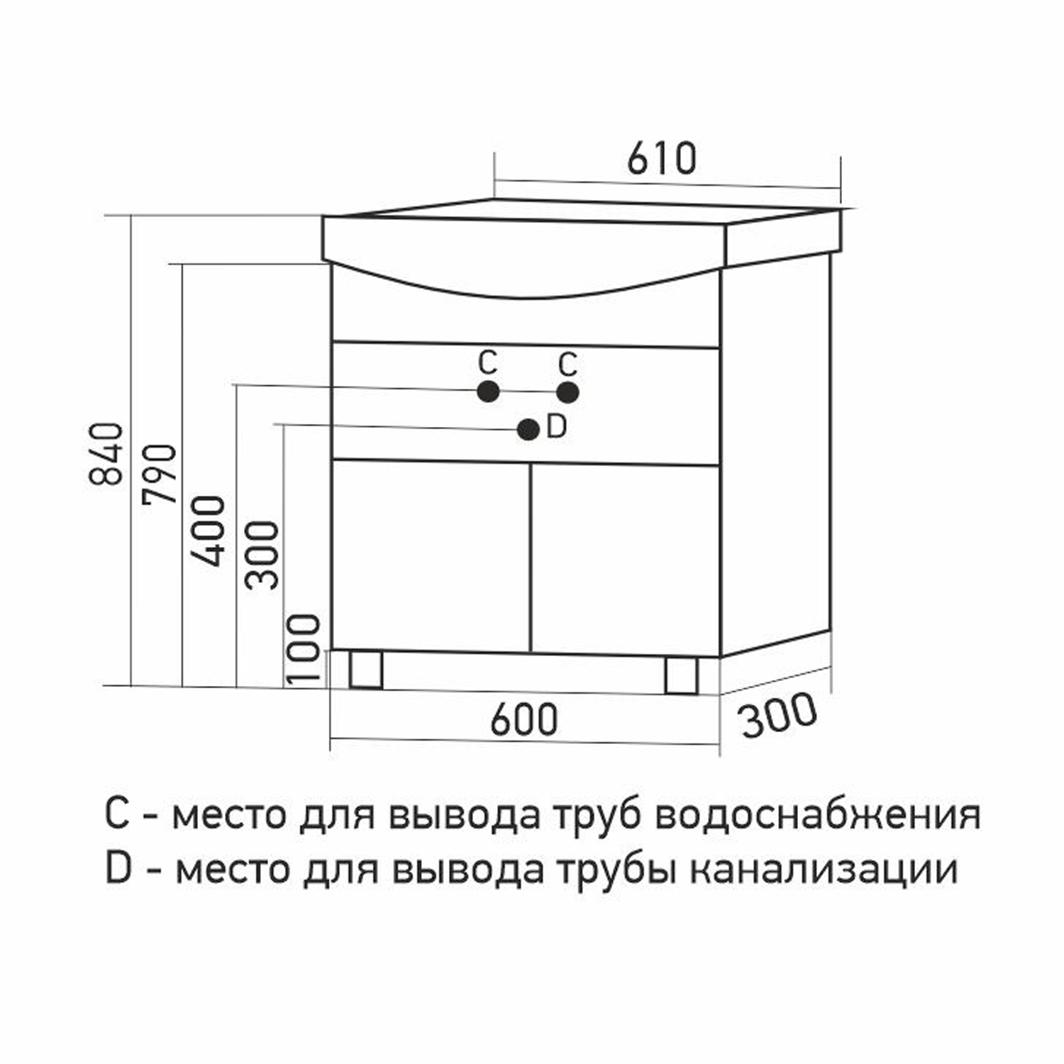 Тумба д/ванной "МИСТРАЛЬ-60" под раковину Уют-60 (Rosa) (ПВХ ...