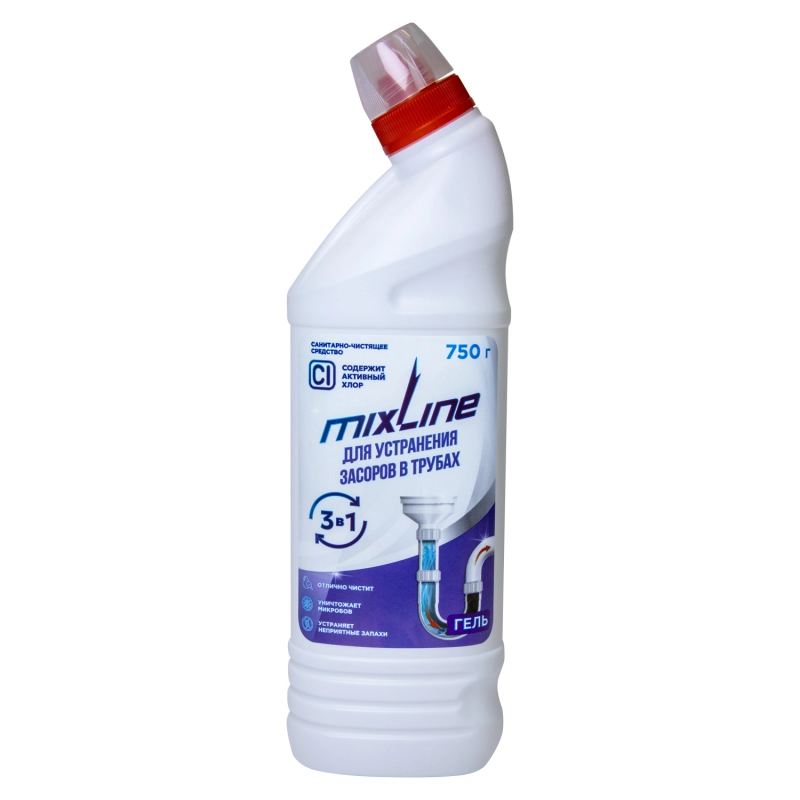 Чистящее средство Mixline для устранения засоров в трубах 750г ГЕЛЬ ...